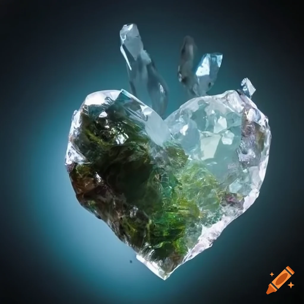 Crystal heart-shaped island on Craiyon