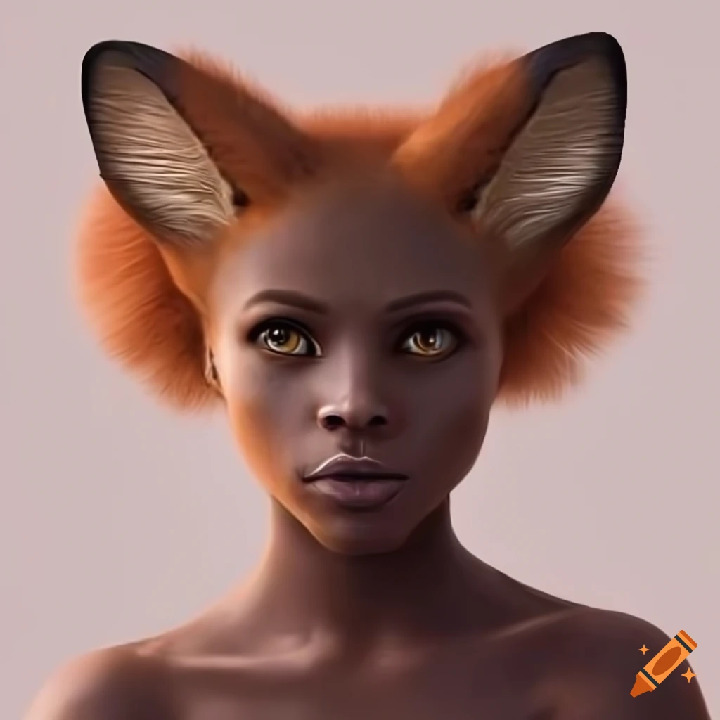 African woman with fox ear hybrid on Craiyon