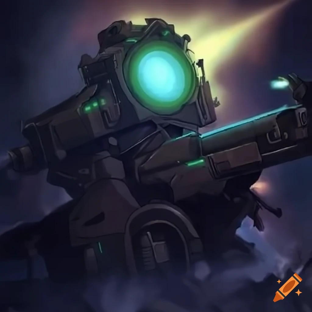 Futuristic artillery in anime style on Craiyon