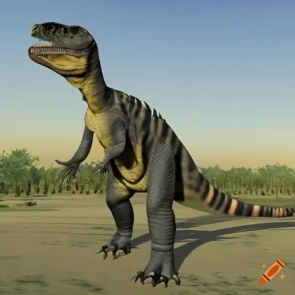Hefty Iguanodon dinosaur with intricate lizard-like pattern in cool ...