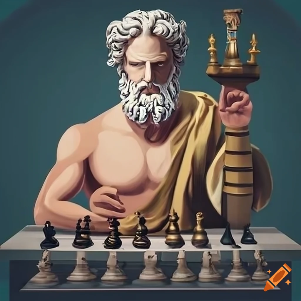 Zeus playing chess on Craiyon