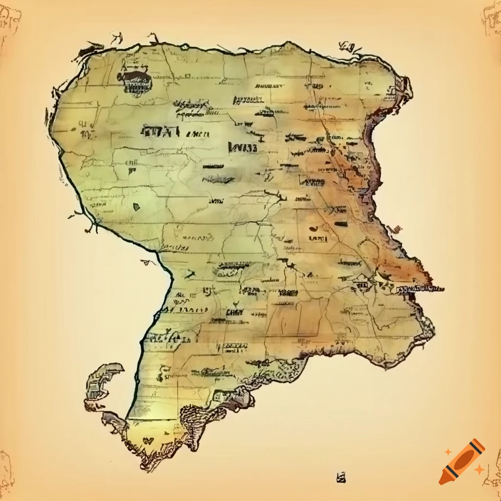 Old hand-drawn map on Craiyon