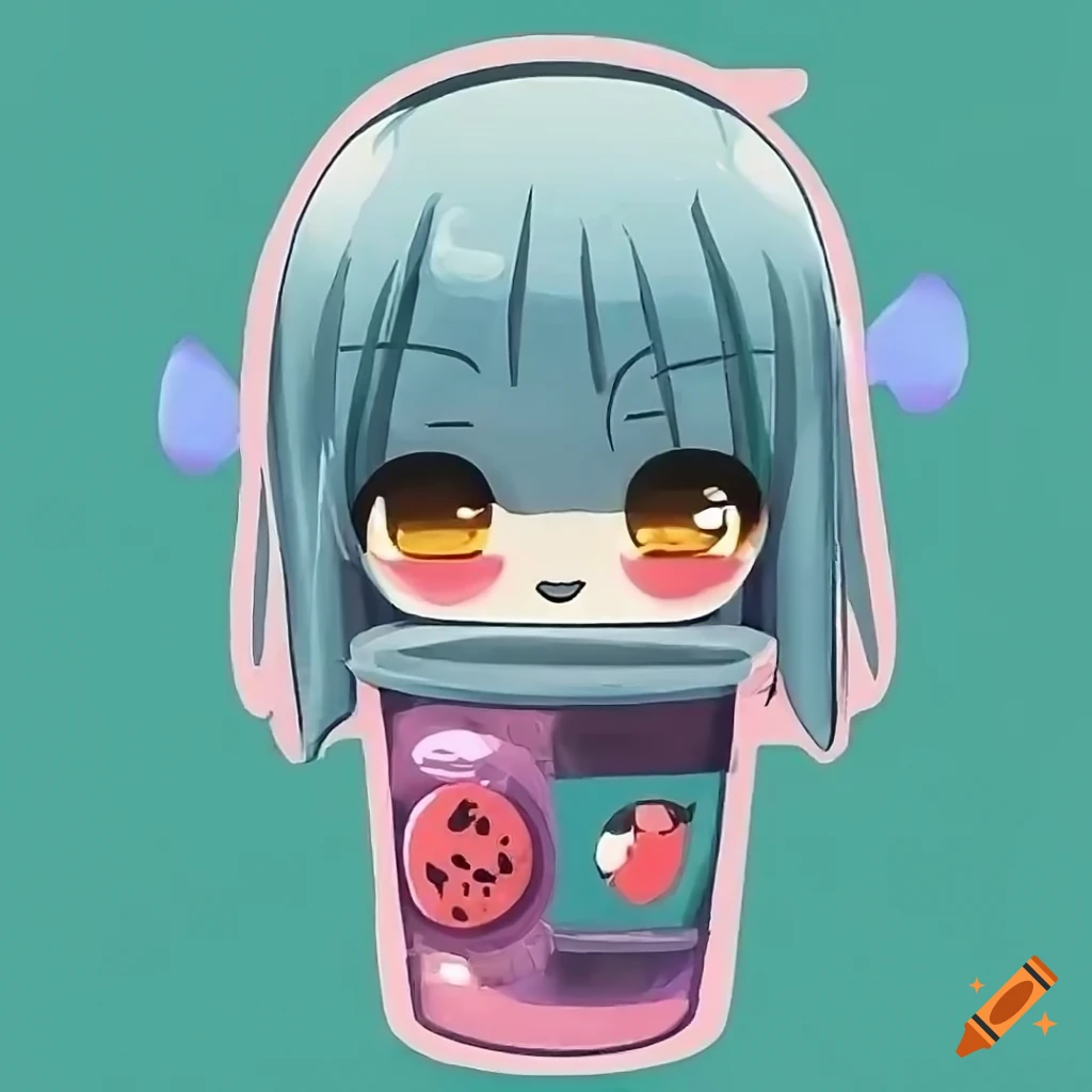 Cute chibi ghost with juice on Craiyon