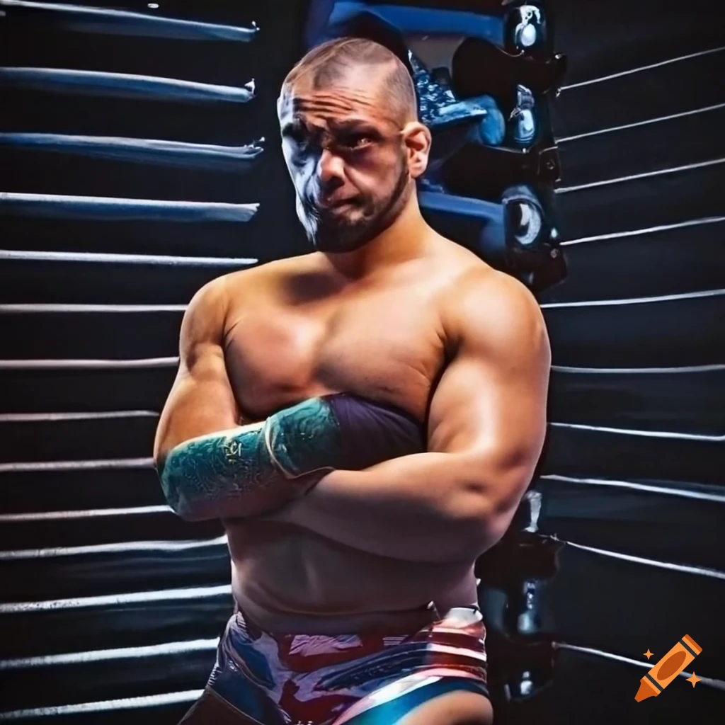 Professional wrestler mark cometa posing in the wrestling ring on Craiyon