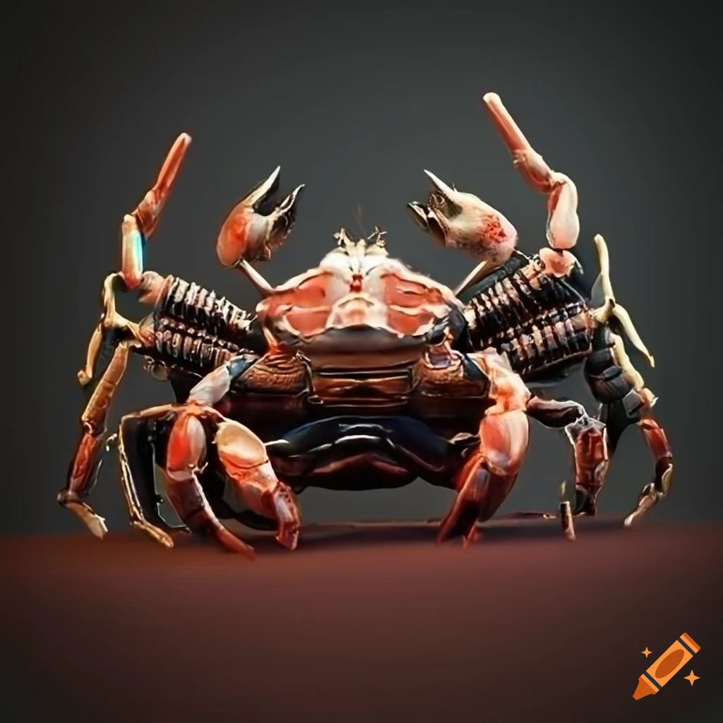 Cyber crab in samurai armor on Craiyon