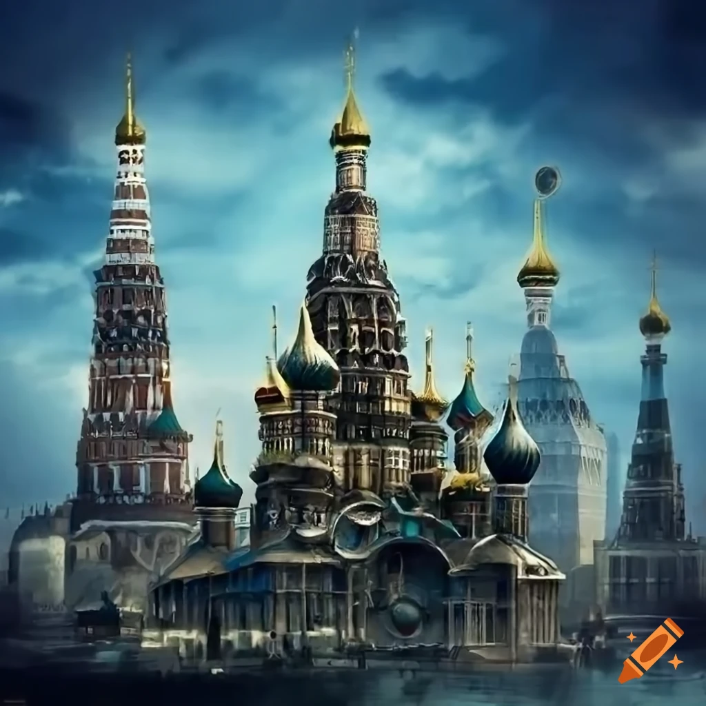 Steampunk russian city on Craiyon
