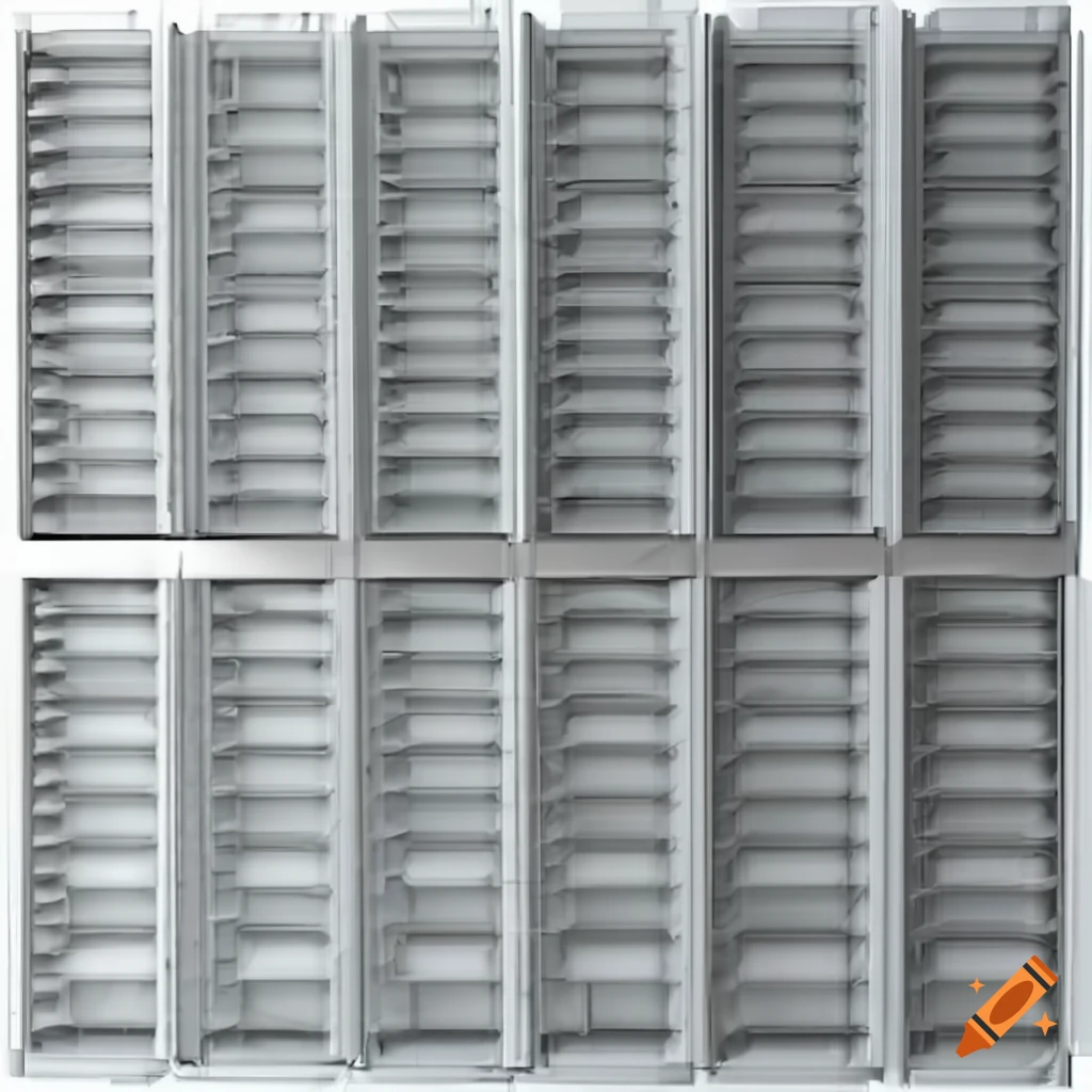 Futuristic air vents and grids on a flat wall panel for 3D modeling ...