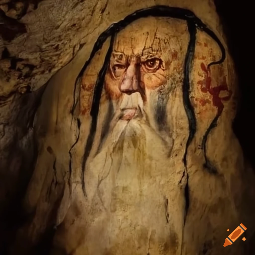 Cave painting of an old wizard from the 11th century on Craiyon