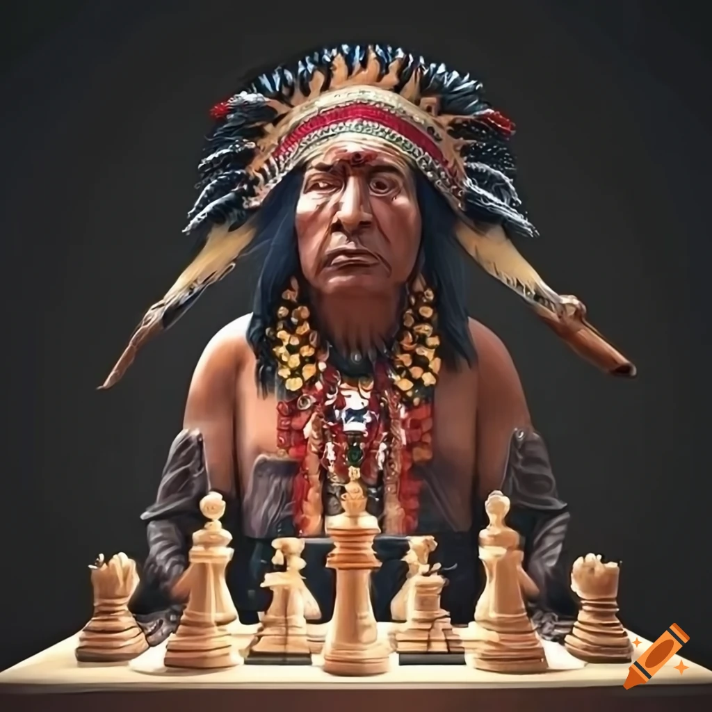 Indian chief playing chess on Craiyon