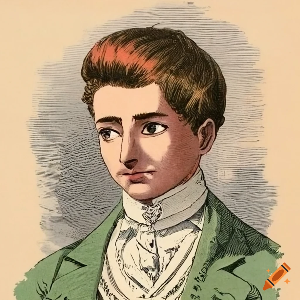Portrait of a victorian england man with long shiny hair and period ...