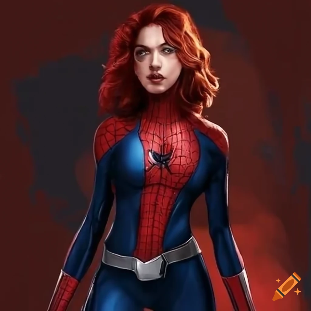 Black widow and spiderman life swap on Craiyon