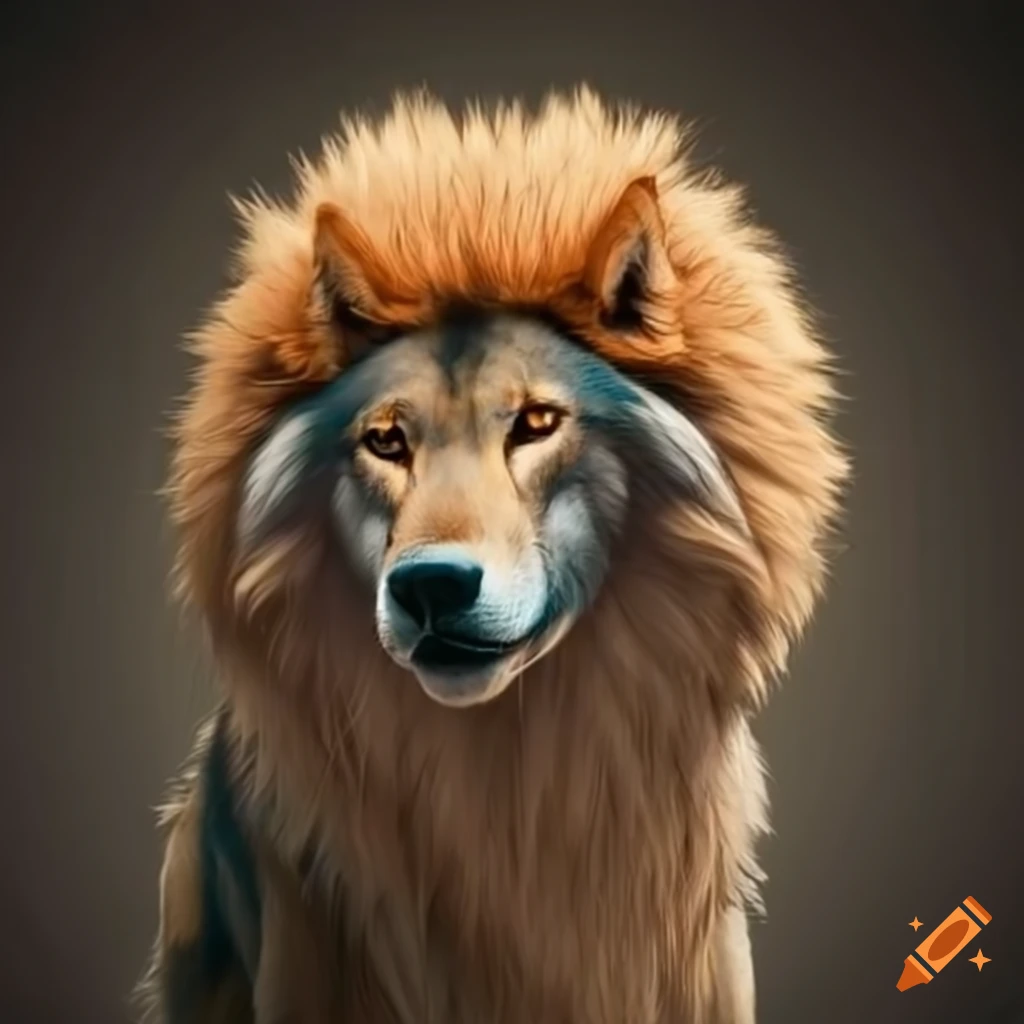 Wolf with lion mane and tail on Craiyon