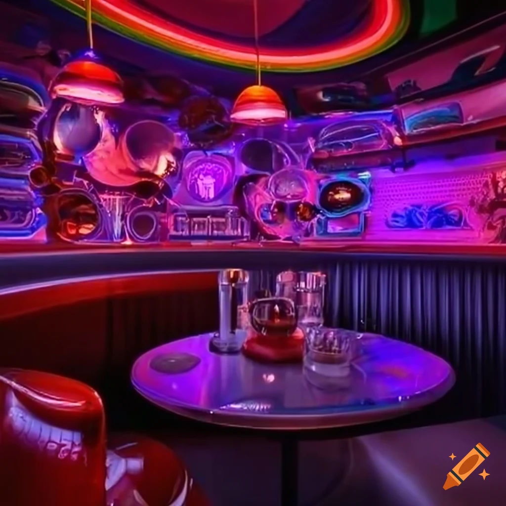 Interior of a space-themed diner on Craiyon