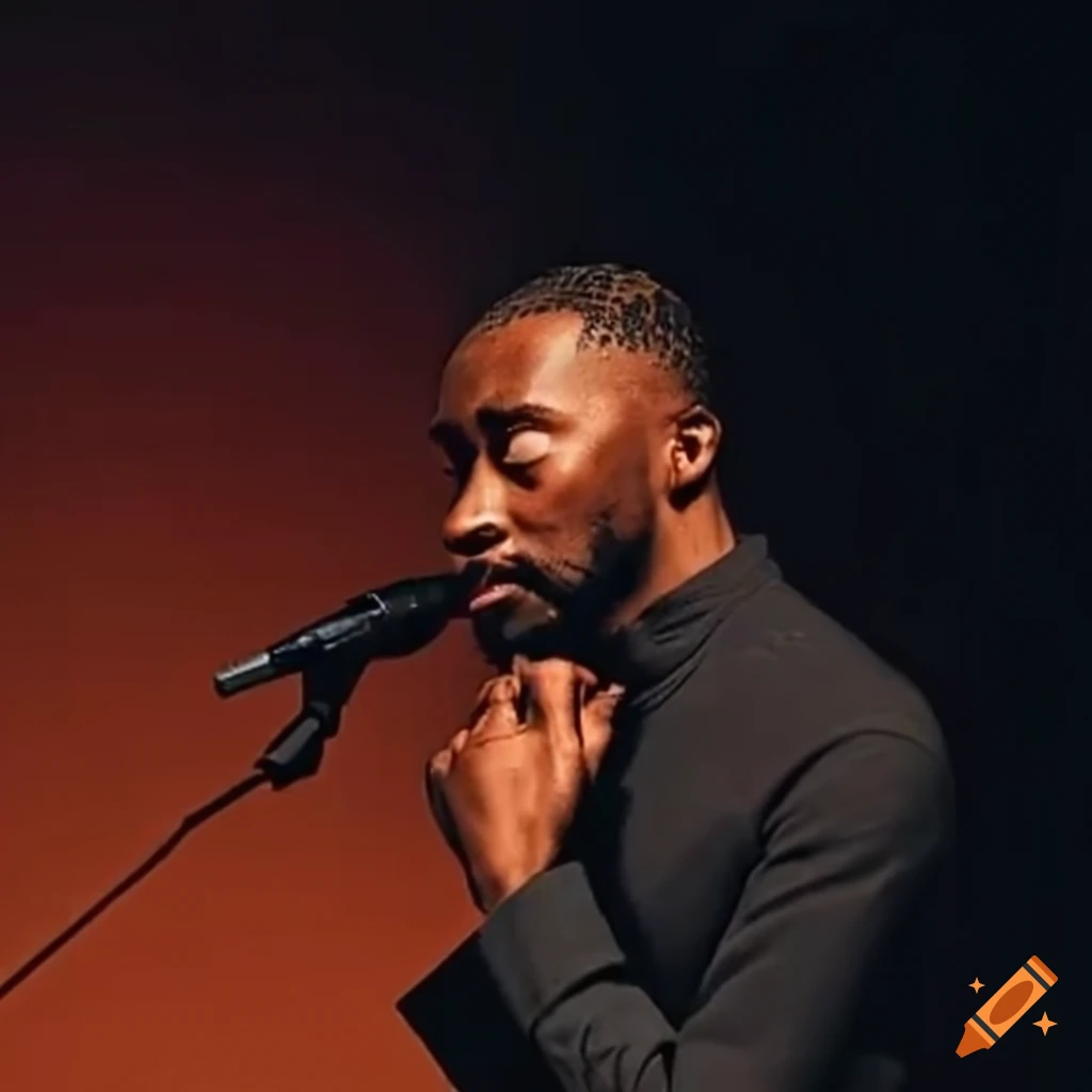 21st century poet performing on stage on Craiyon