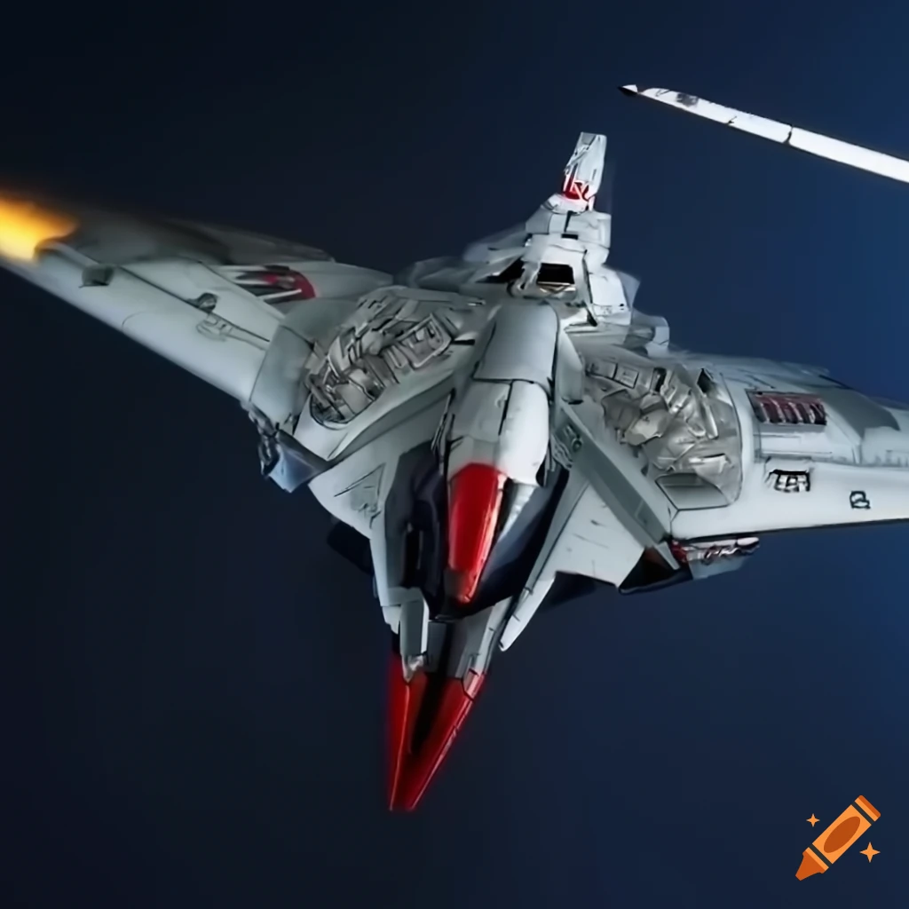 Gundam-styled space fighter jet in 4k ultra hd resolution on Craiyon