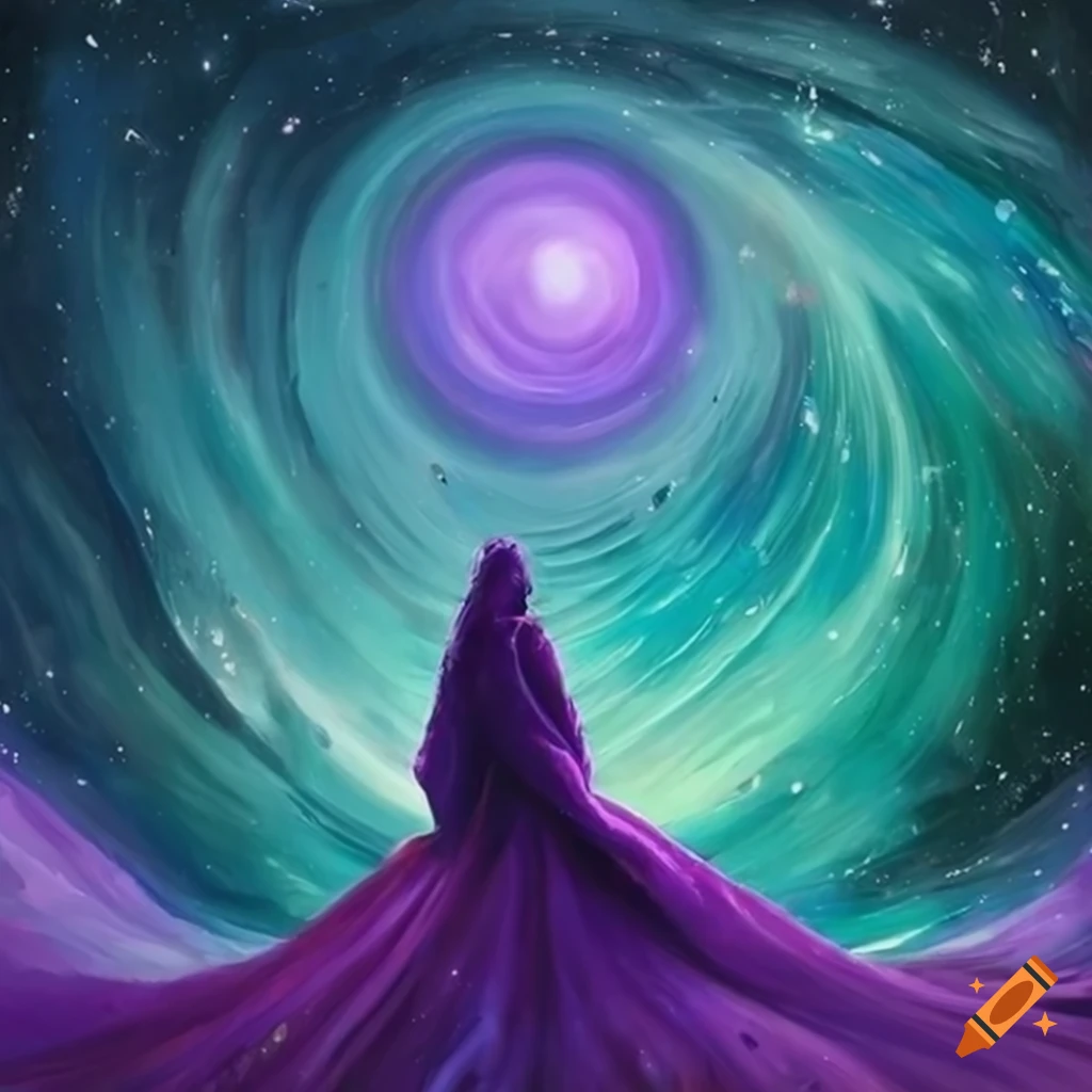Hyper realistic painting of a purple robed wizard in a mesmerizing ...