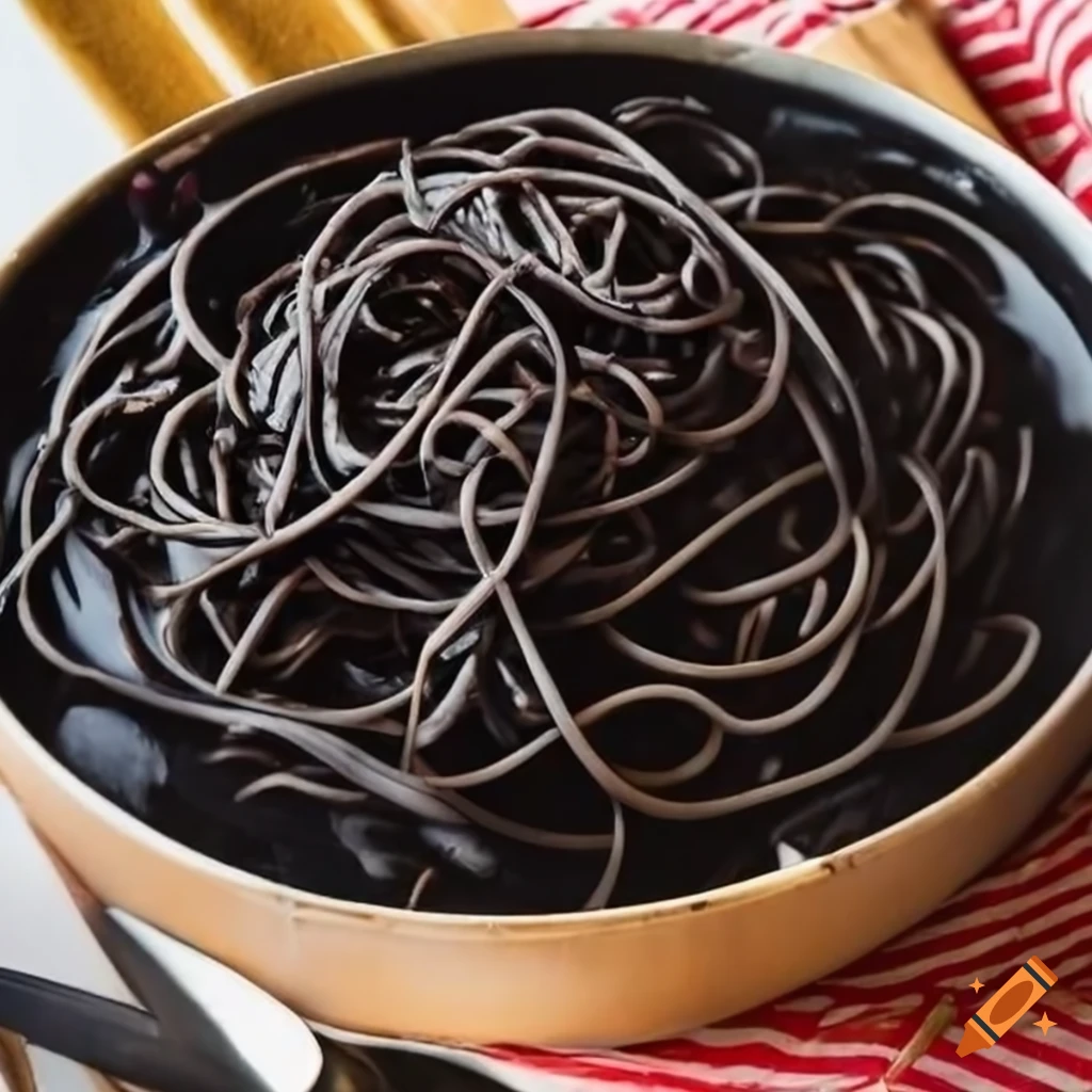 Black spaghetti in a box on Craiyon