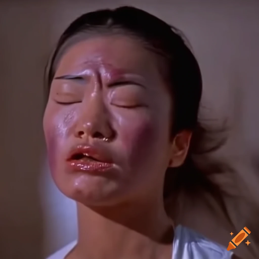 Action Movie Scene Bruised Asian American Woman Martial Arts Fighter