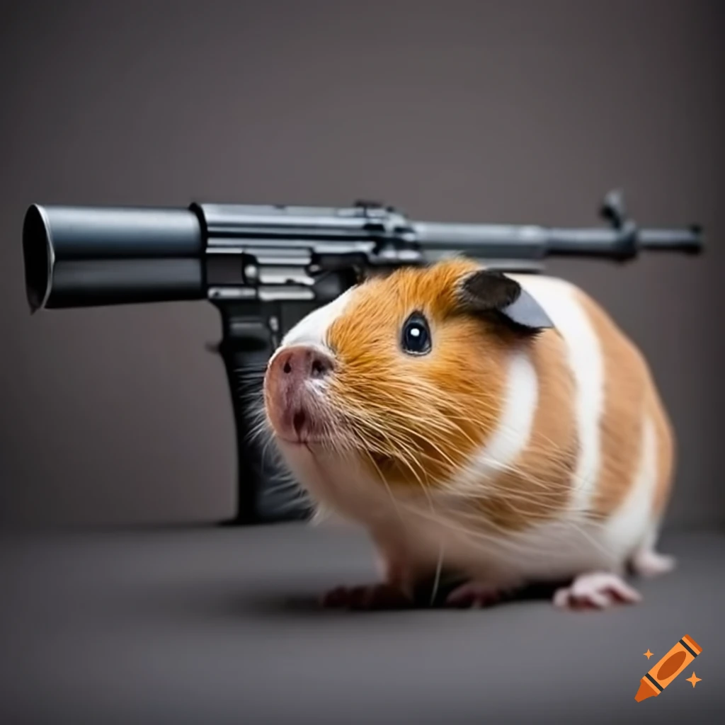 Guinea pig with a toy gun on Craiyon