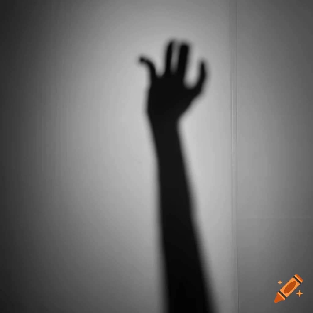 Monochrome arm shadow on a white wall on Craiyon