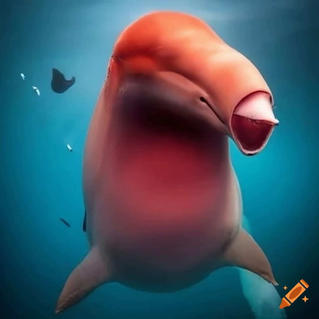 Baboon and beluga whale mix swimming in warm water on Craiyon