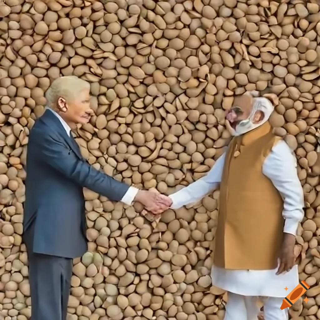 Two presidents shaking hands making a deal on lentil import on Craiyon