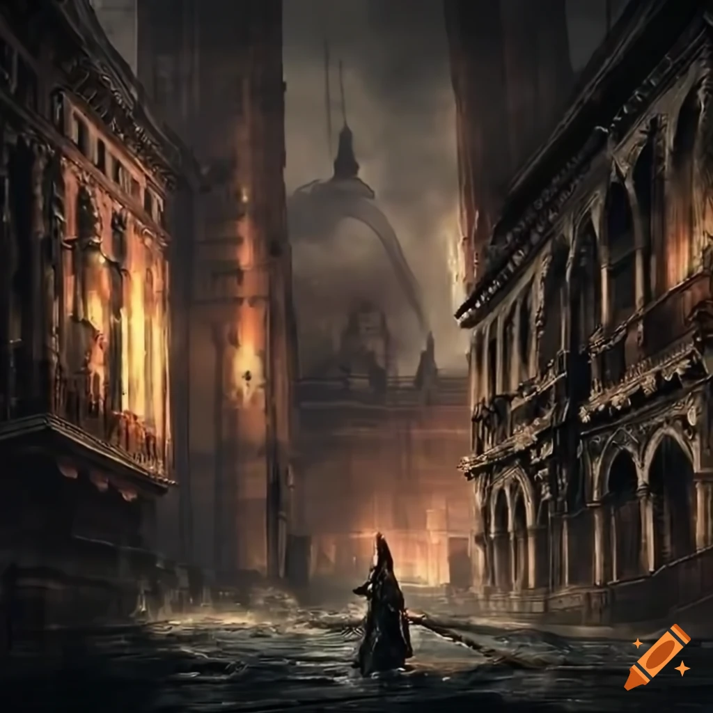 Venice city in bloodborne style by noriyoshi ohrai with extreme detail ...