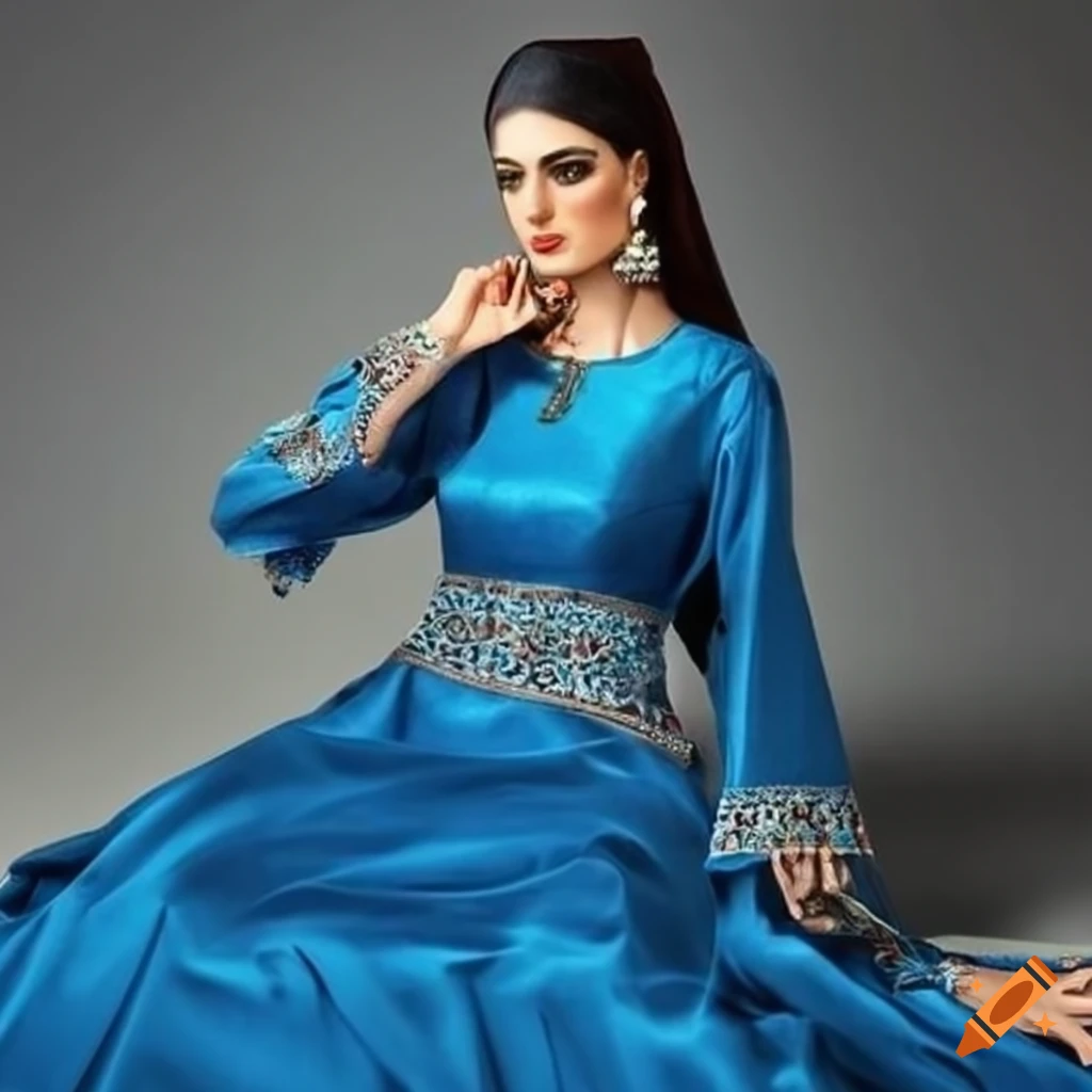 Detailed blue traditional iraqi women's gown on Craiyon