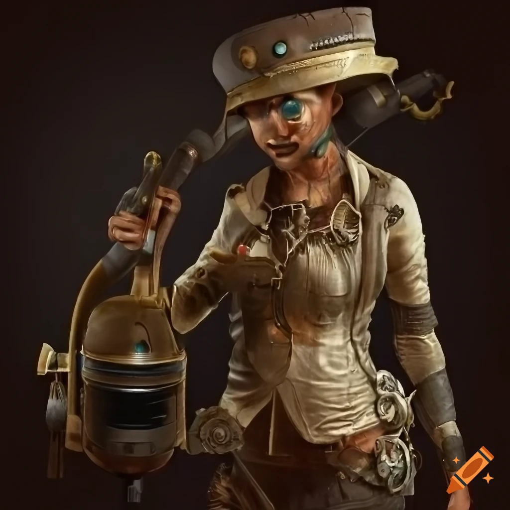 Biopunk vacuum cleaner representation in steampunk style on Craiyon