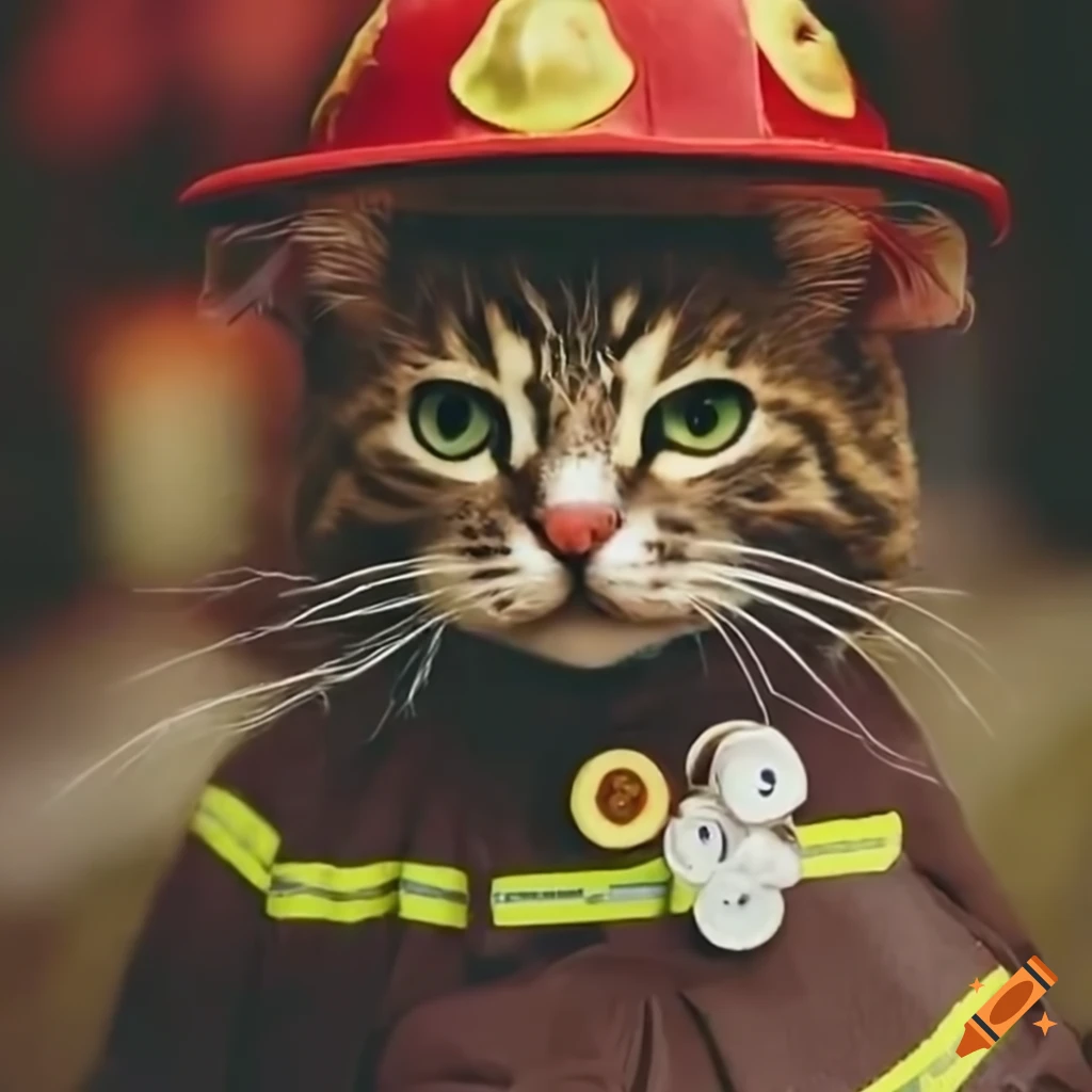 Ghibli animation of firefighter cats on Craiyon