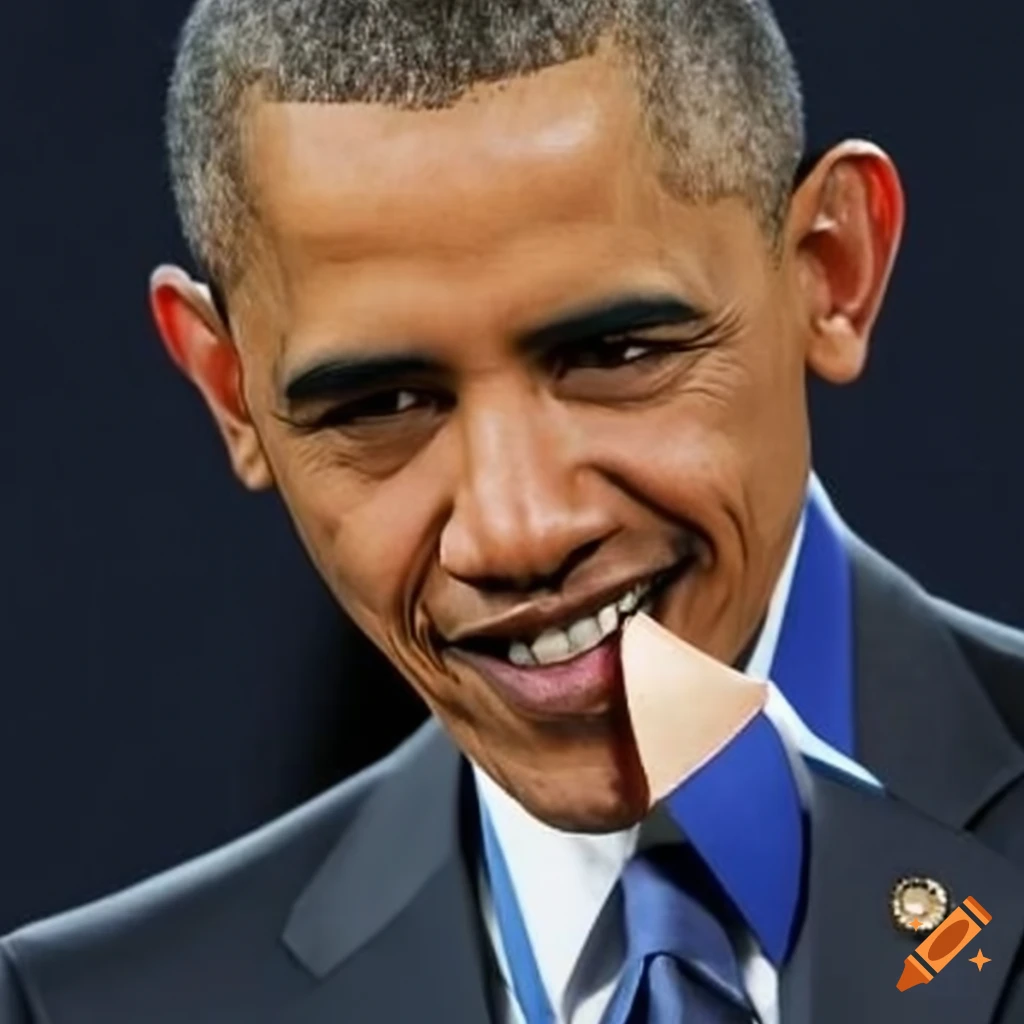 Barack obama presenting a medal to himself on Craiyon