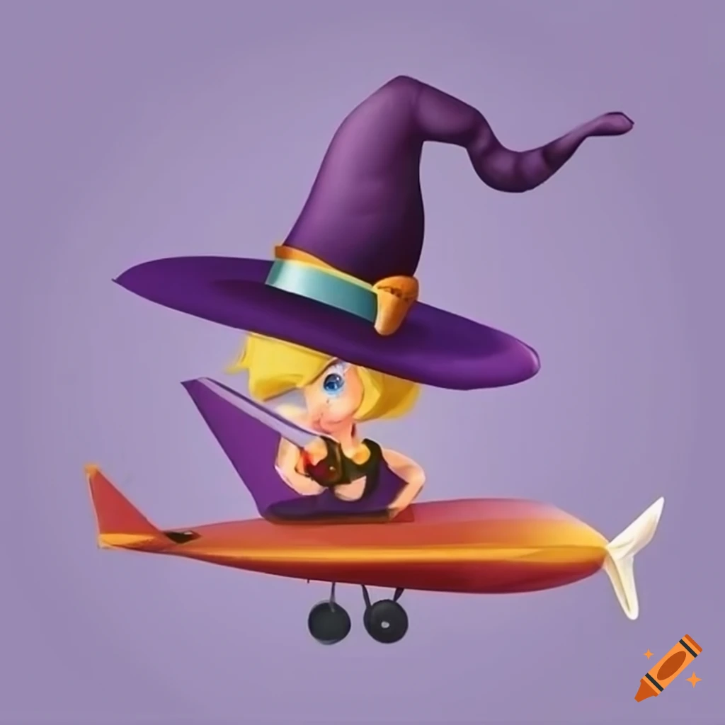 Airplane wearing a witch hat on Craiyon