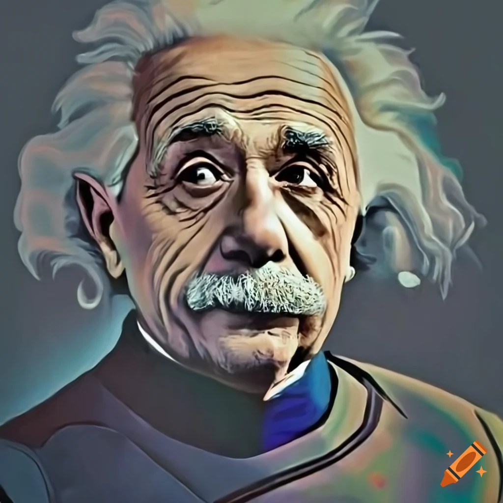Portrait of albert einstein with pointed ears in a vulcan style on Craiyon