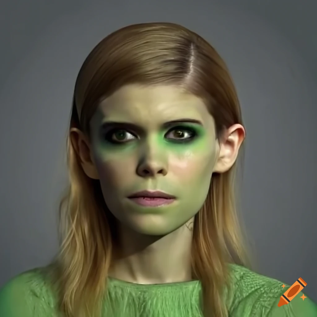 Kate Mara as the green-faced character 'The Mask' on Craiyon