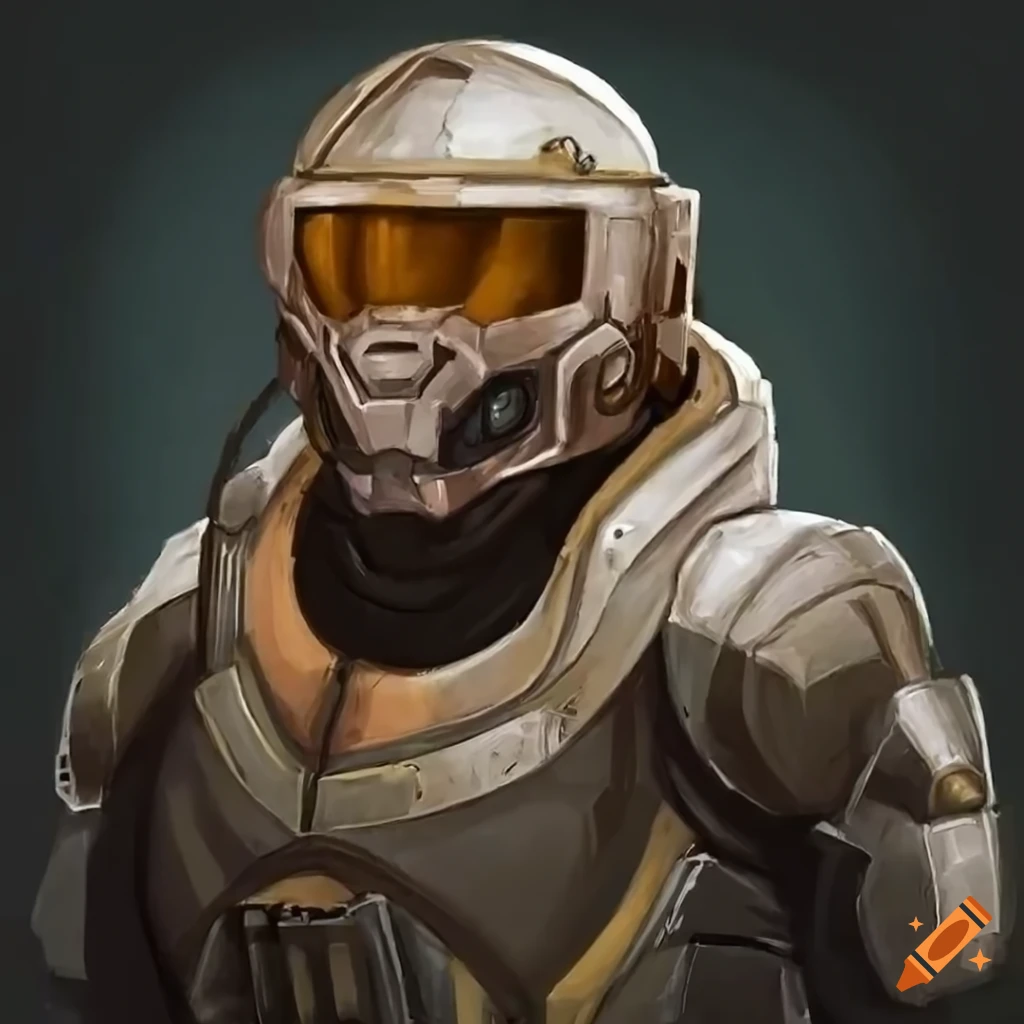 Detailed portrait of a space adventurer in sci-fi armor on Craiyon