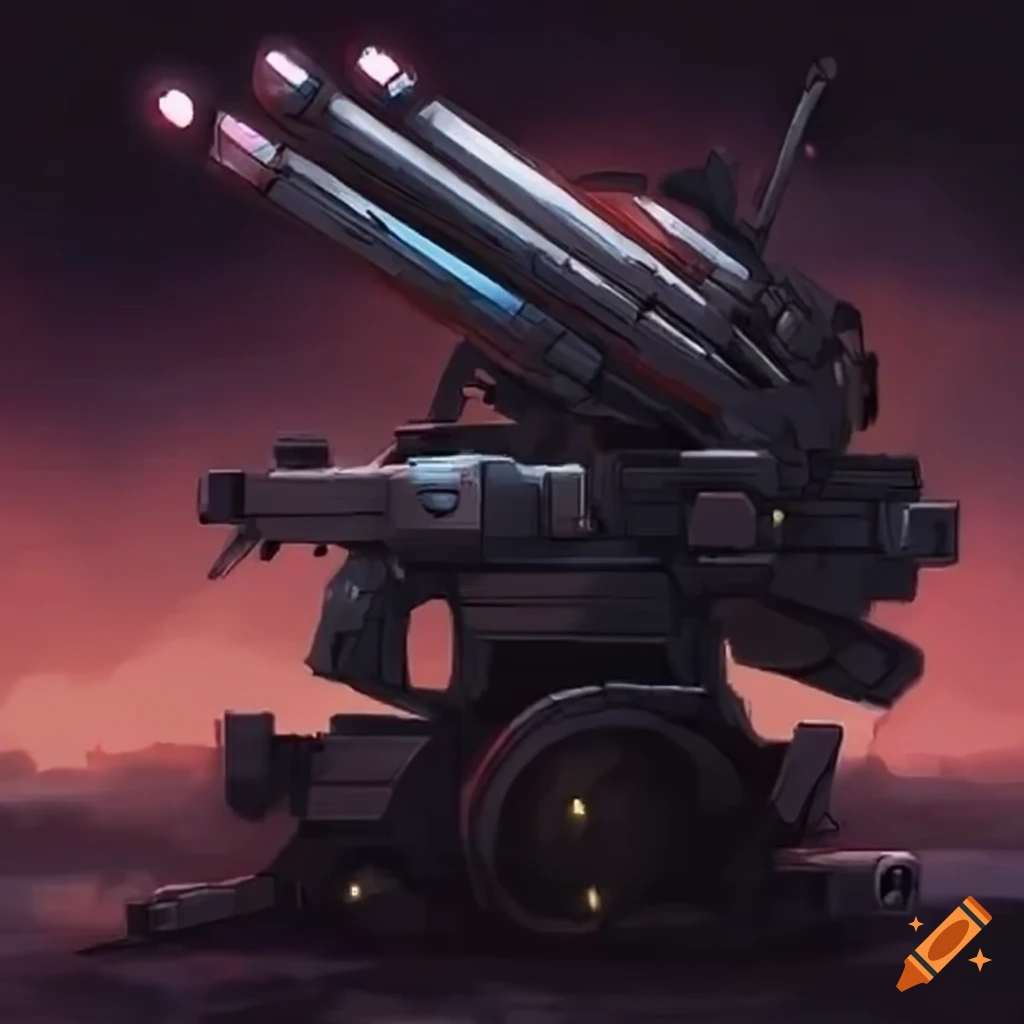 Futuristic artillery in anime style on Craiyon