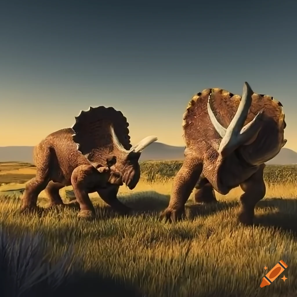 Group of baby protoceratops with adult in badlands landscape on Craiyon