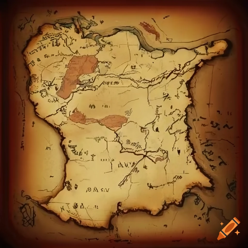 Old hand-drawn map on Craiyon