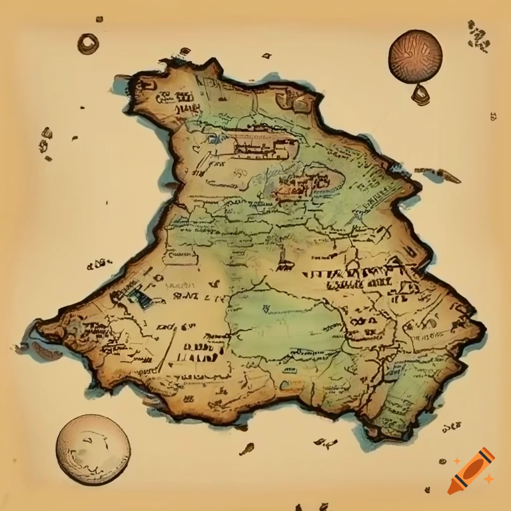 Old hand-drawn map on Craiyon