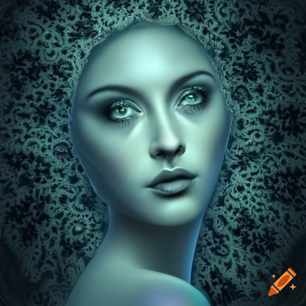 Detailed fractal art of a beautiful woman on Craiyon