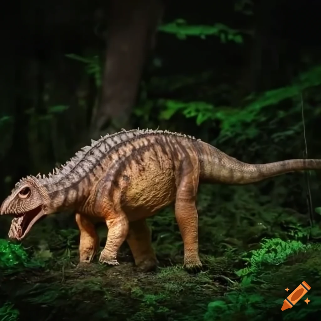 Polacanthus armor-scaled dinosaur with spikes in the wild on Craiyon