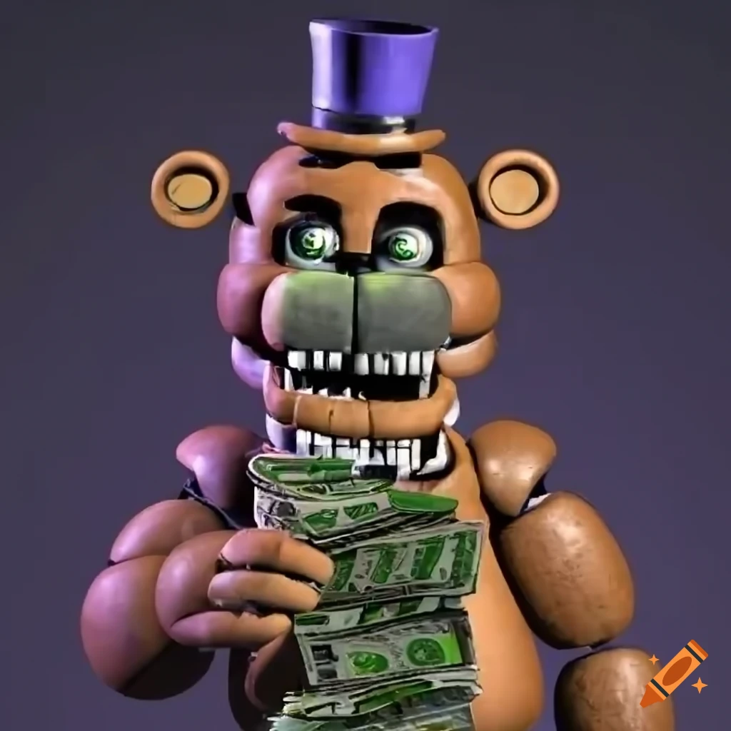 Stacks of money with fnaf characters on Craiyon