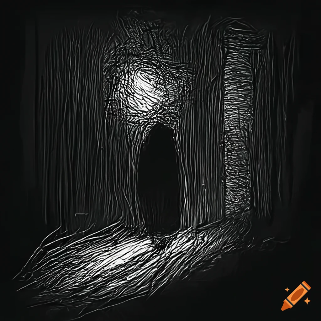 Rainy night scene with a person staring fearfully at a ghost-like ...