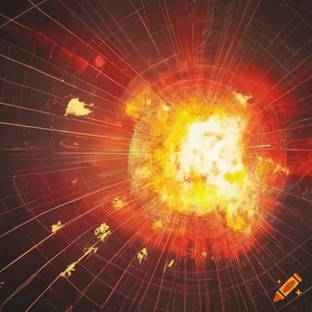Chemistry course illustration of periodic table and explosion on Craiyon