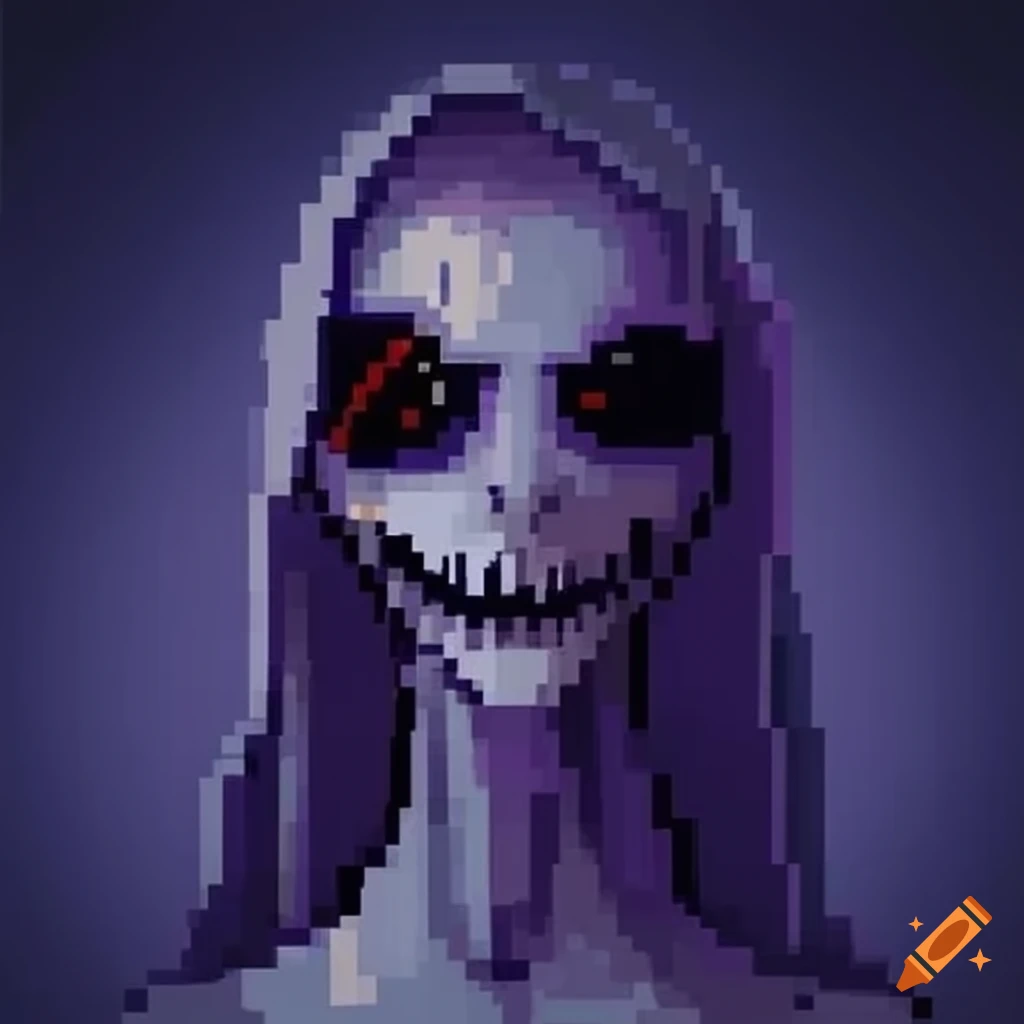 Pixel art scary woman ghost full body character on Craiyon