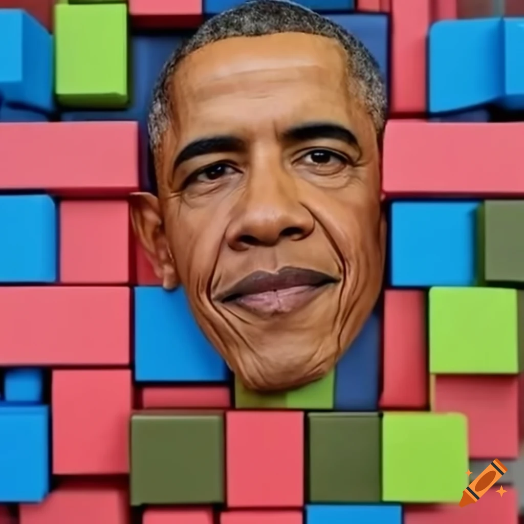Colorful block portrait of former us president barack obama on Craiyon