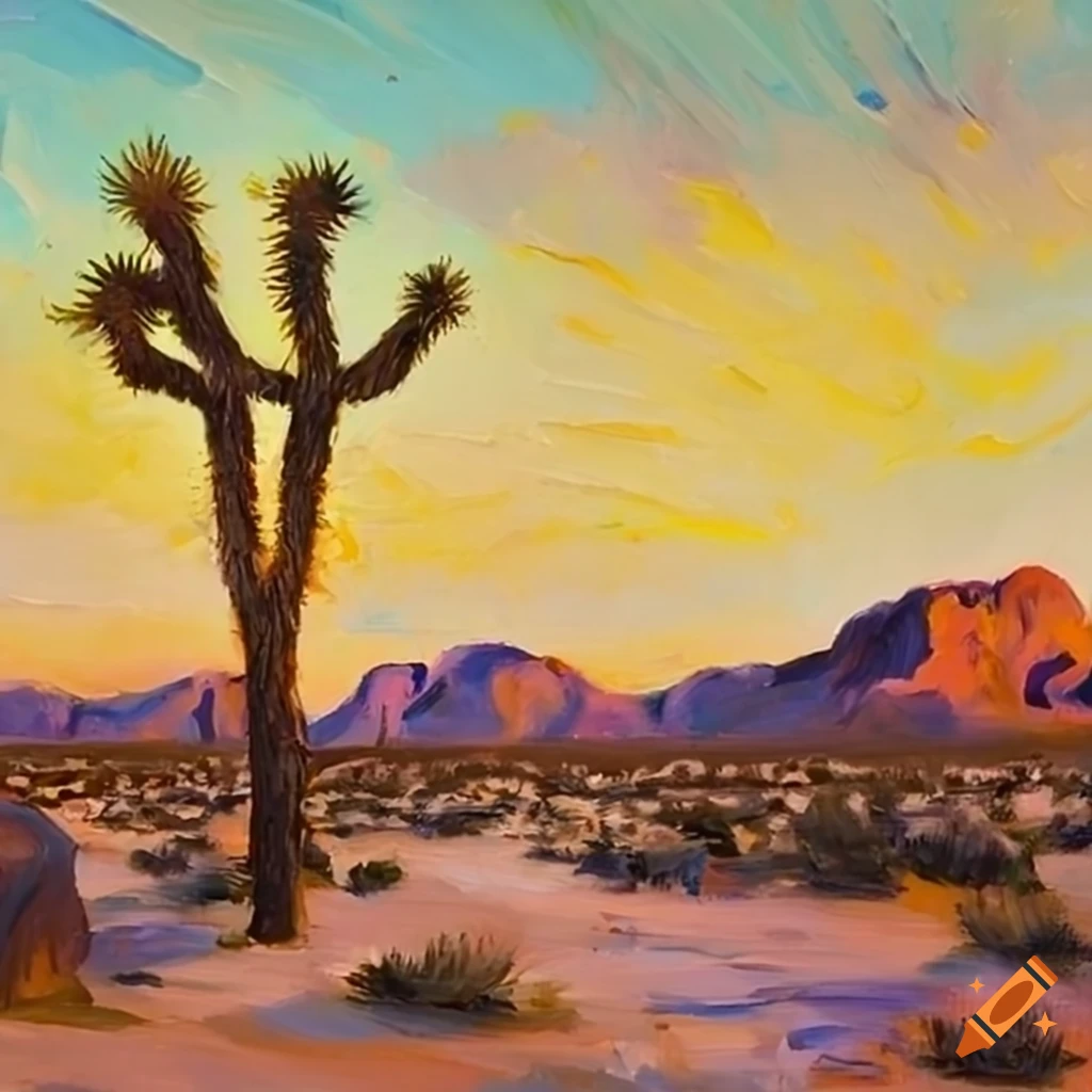Impressionist painting of 50th birthday run in Joshua Tree National ...