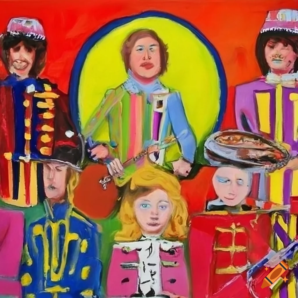 Naive painting of sgt. pepper's lonely hearts club band album cover on ...