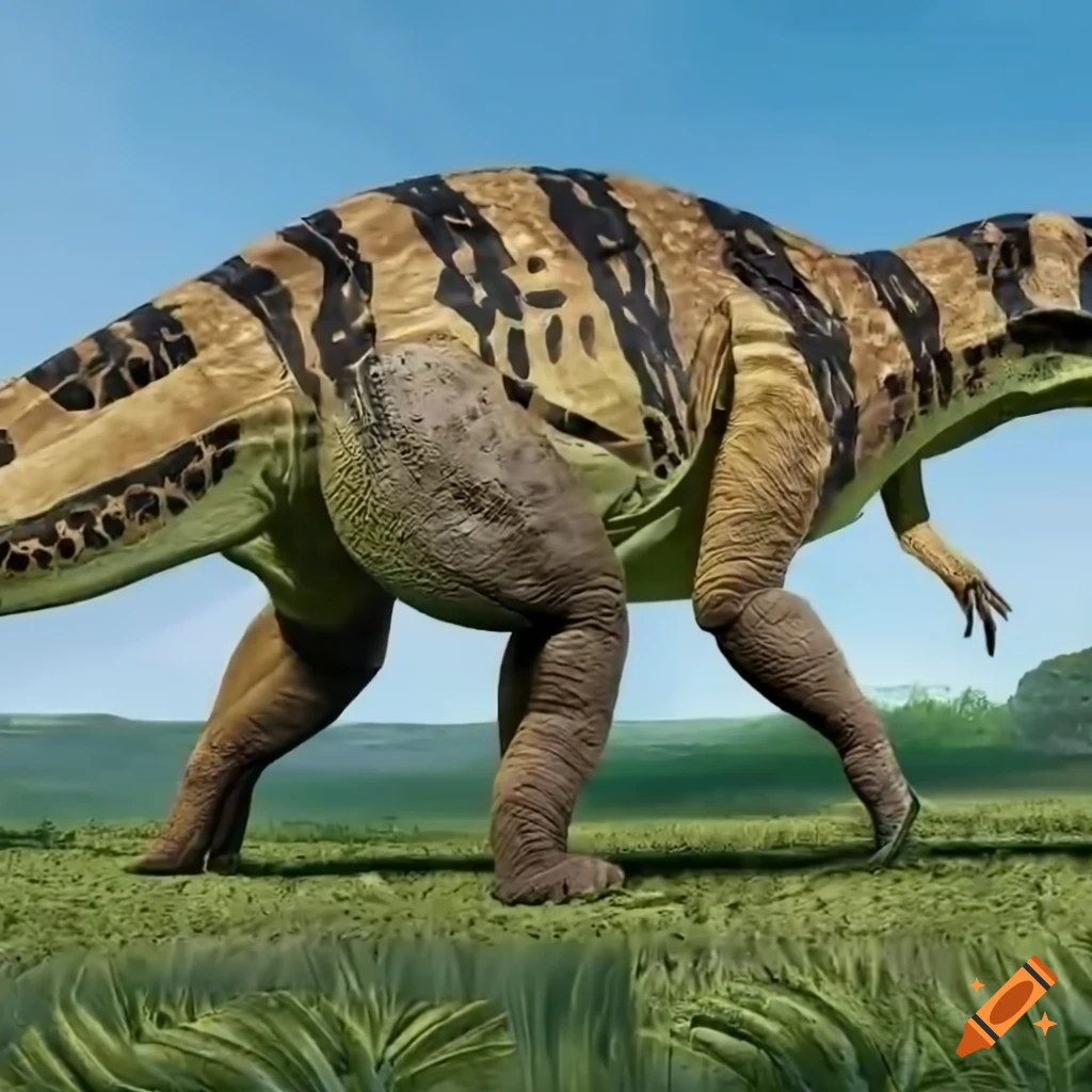Hefty Iguanodon dinosaur with intricate color pattern and elephant-like ...
