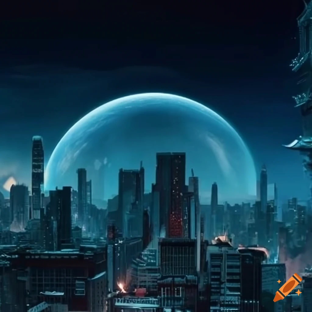 Japanese alien planet city on Craiyon